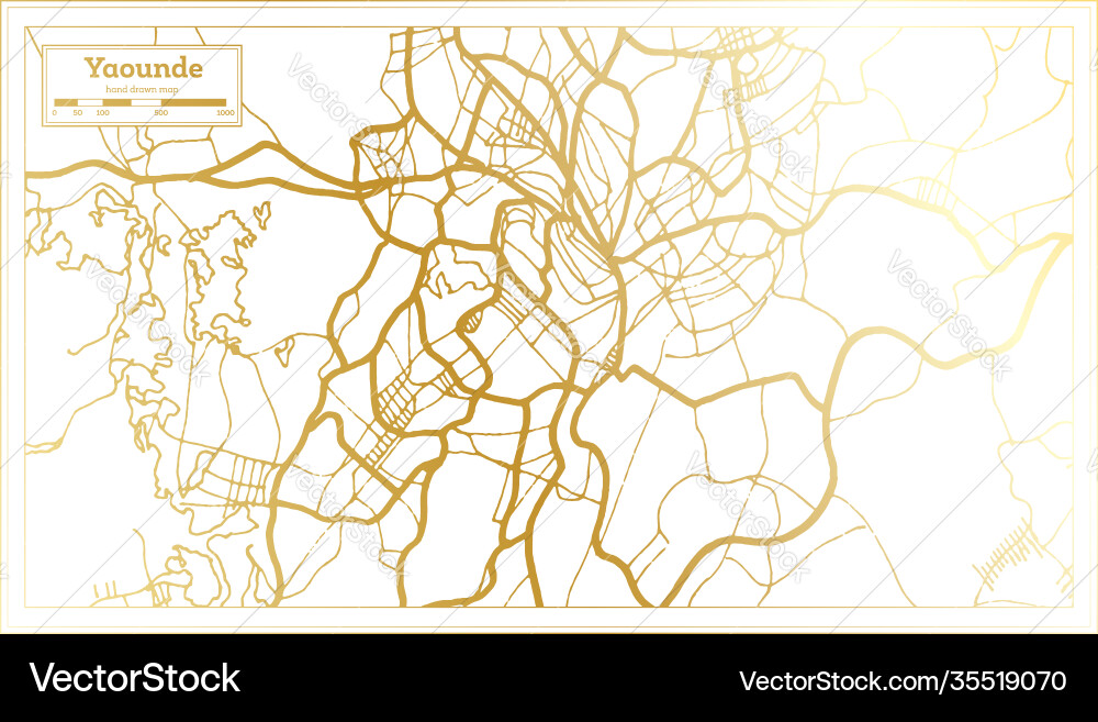 Yaounde cameroon city map in retro style Vector Image