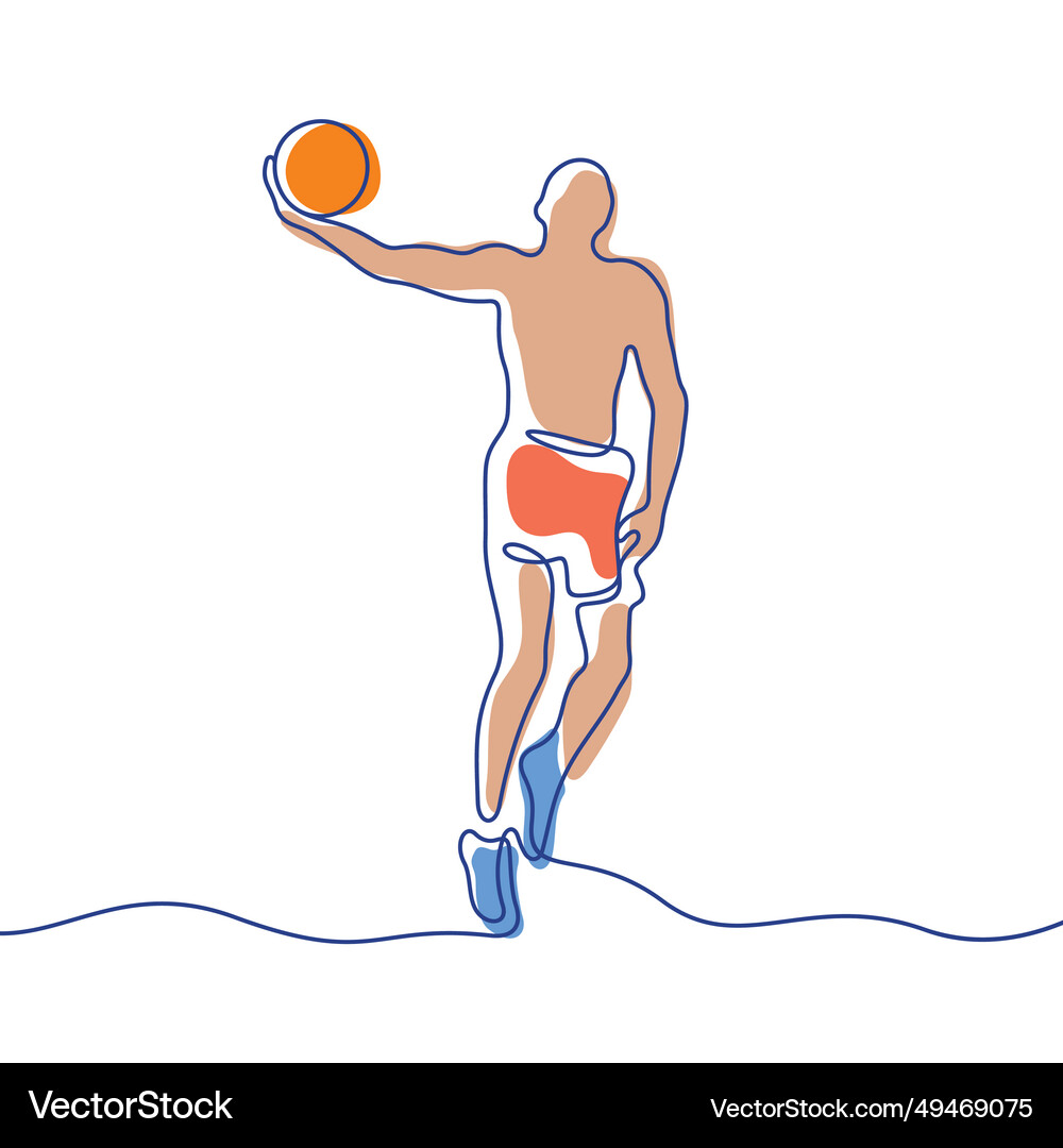 Basketball player one line Royalty Free Vector Image