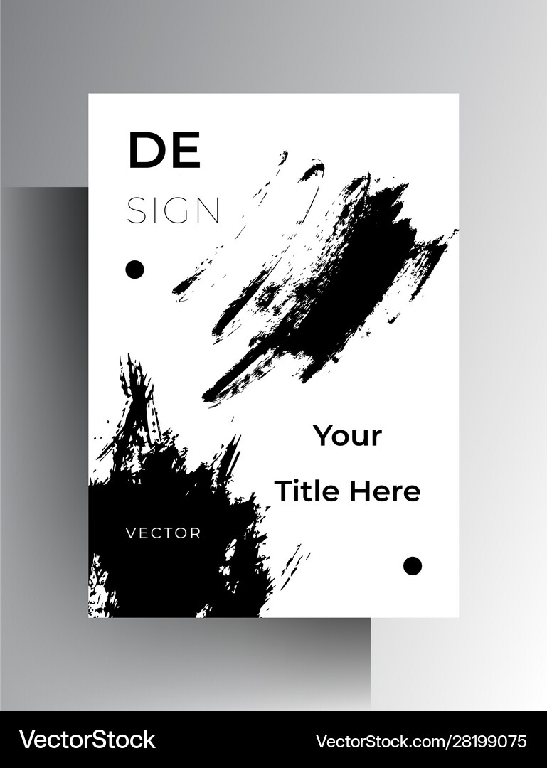 Design template with brush strokes black and white