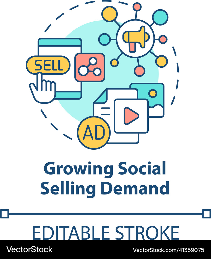Growing social selling demand concept icon Vector Image