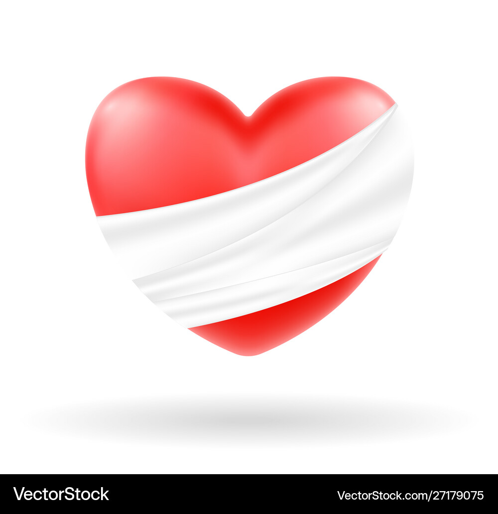 Hurt heart with white bandage on background Vector Image