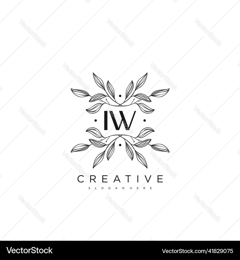 Iw initial letter flower logo template premium art