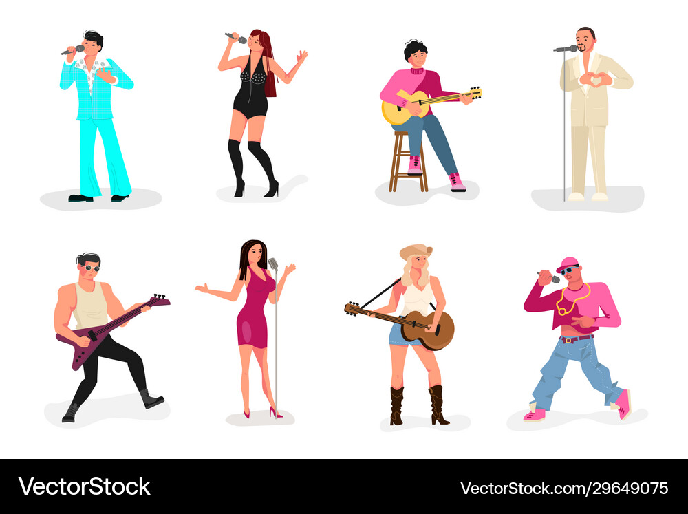 Male and female singers Royalty Free Vector Image