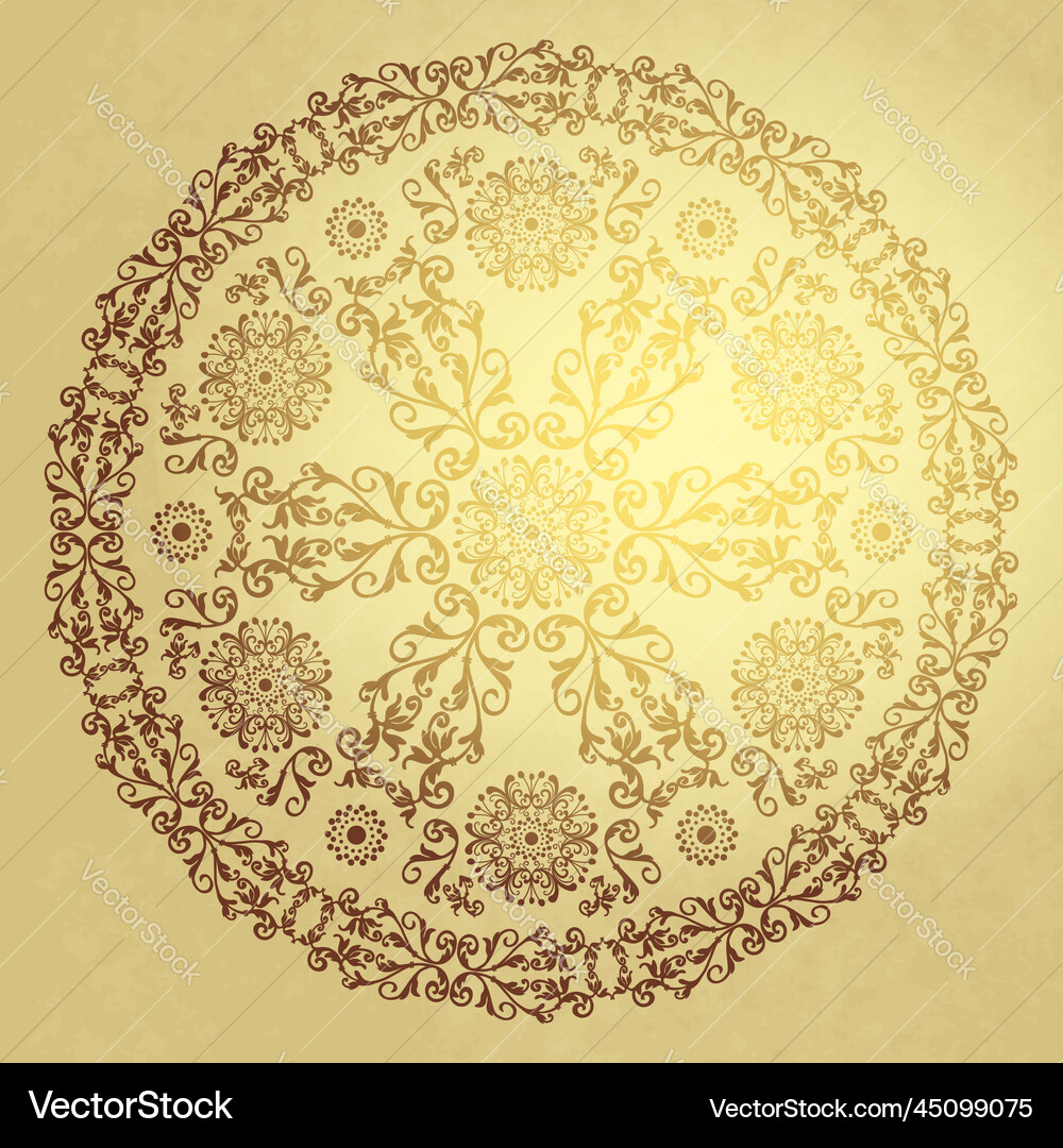 Old golden paper with mandala postcard frame Vector Image
