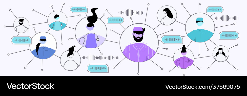 People communicating voice messages in mobile Vector Image