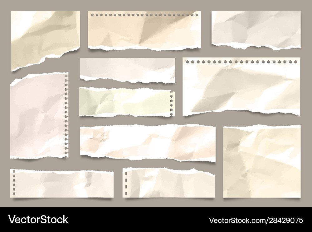 Ripped colored crumpled paper strips collection Vector Image