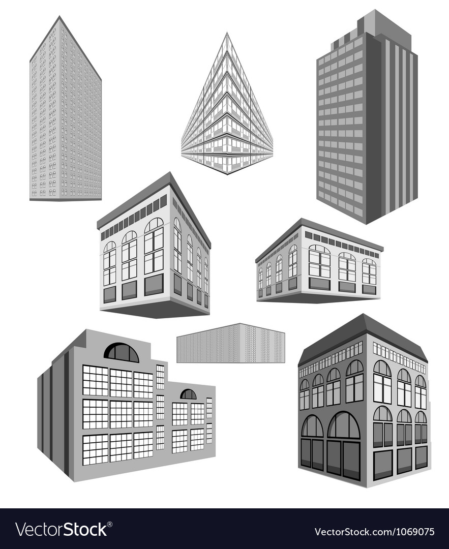 Set of buildings Royalty Free Vector Image - VectorStock