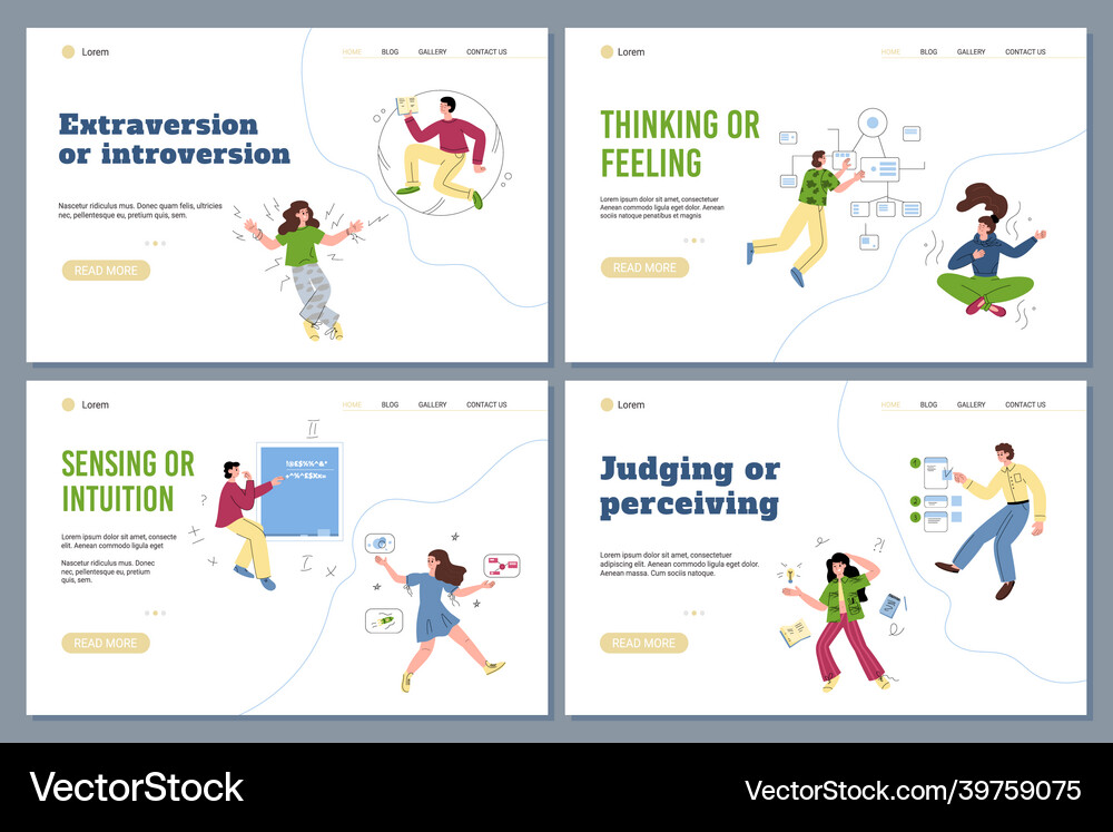 Set of web banners comparing mbti personality Vector Image