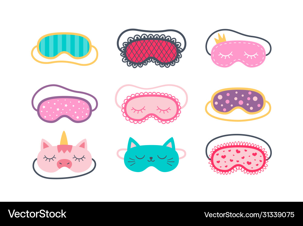Set sleep masks for eyes night accessory to Vector Image