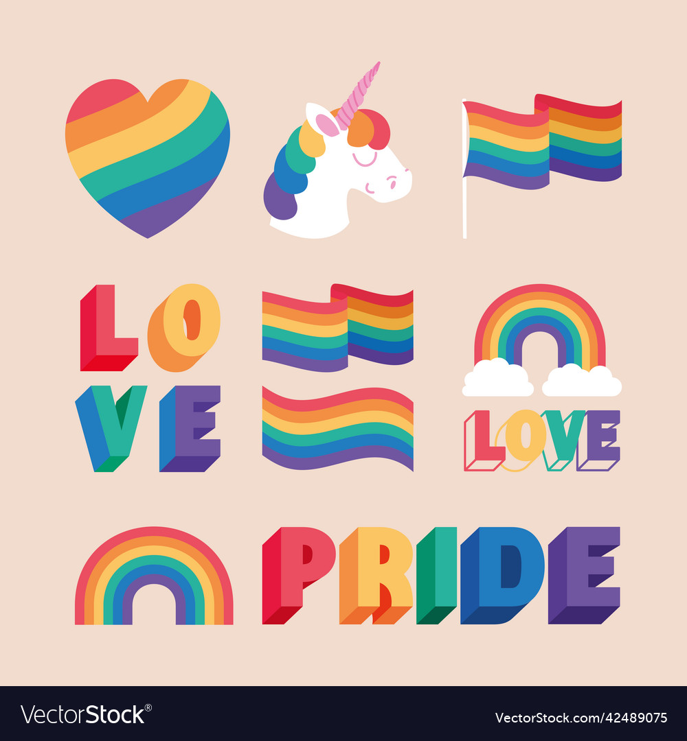 Ten lgbtq pride items Royalty Free Vector Image