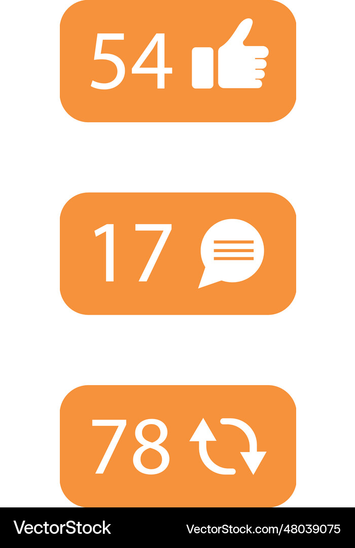 Thumb icon and comment and share shape on social Vector Image