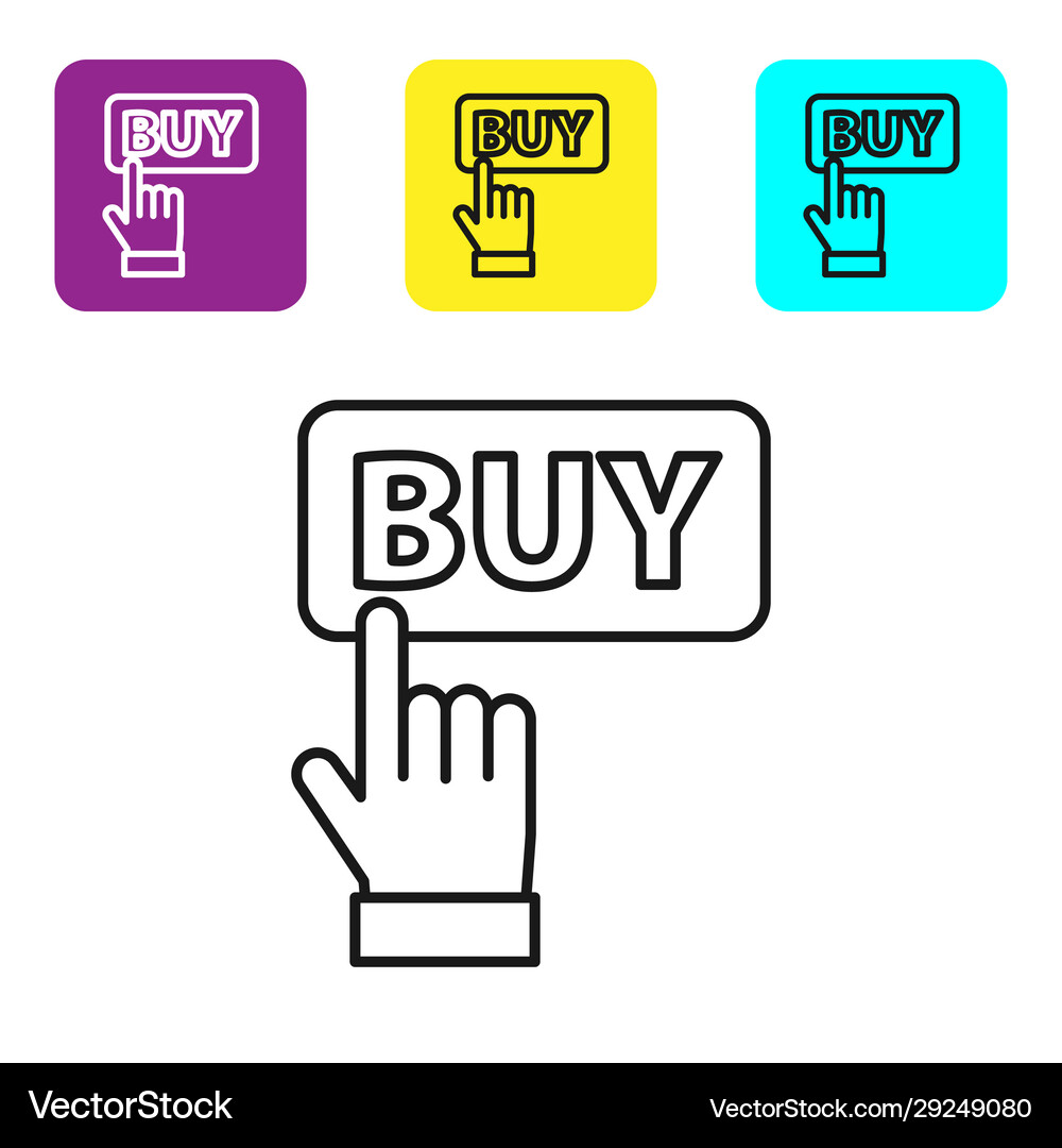 Black line buy button icon isolated on white Vector Image
