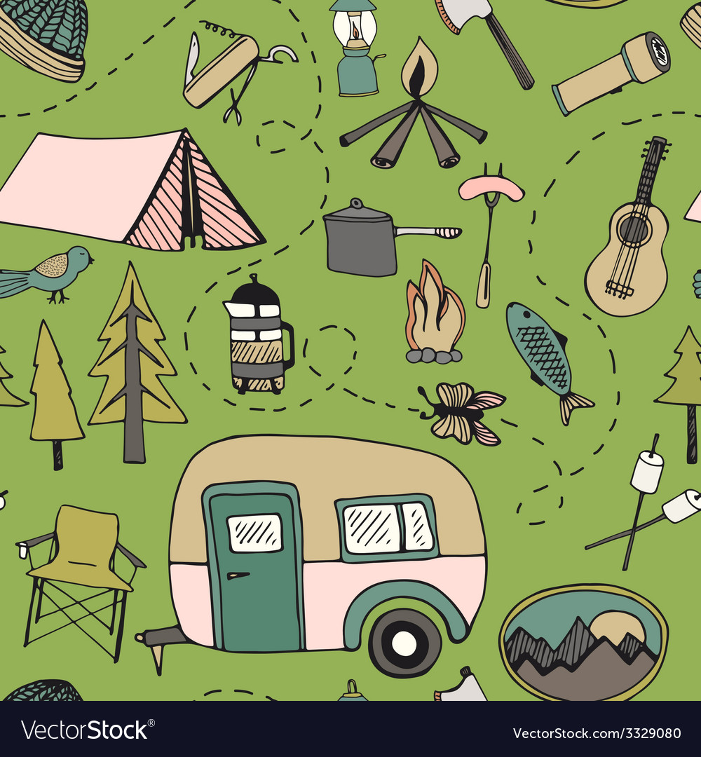 Camping pattern Royalty Free Vector Image - VectorStock