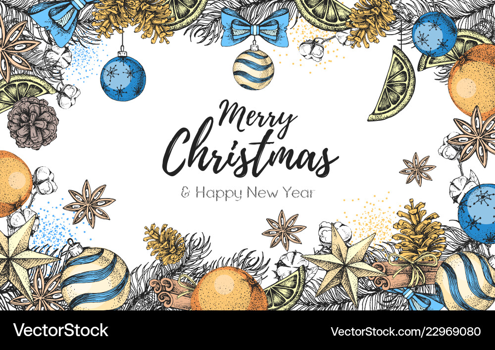 Christmas holiday hand drawing poster Royalty Free Vector