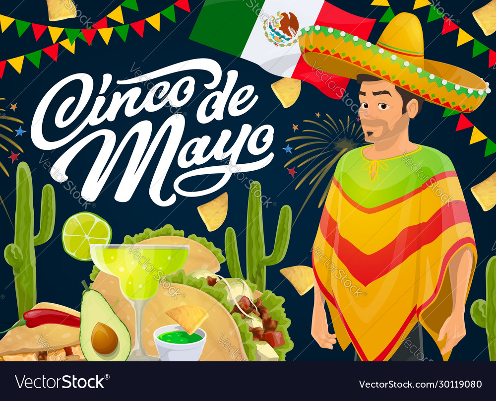 Cinco de mayo mexican holiday sombrero and chili Vector Image
