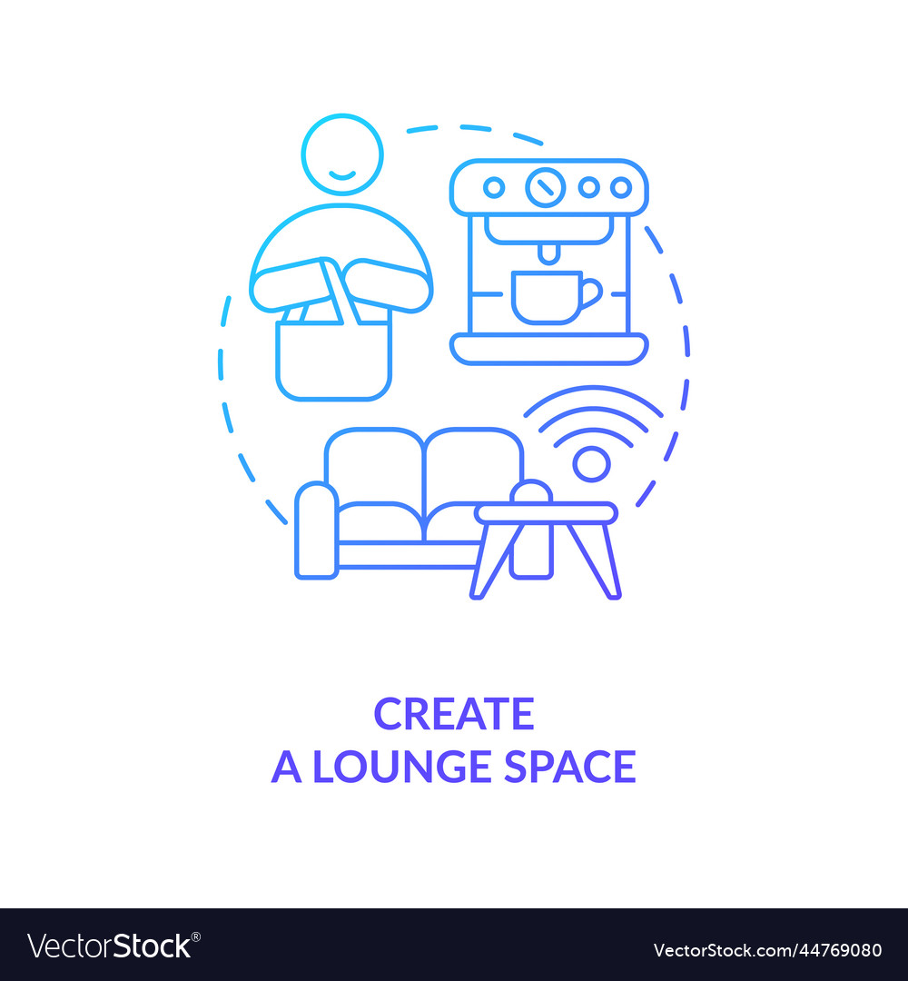 Create lounge space blue gradient concept icon Vector Image