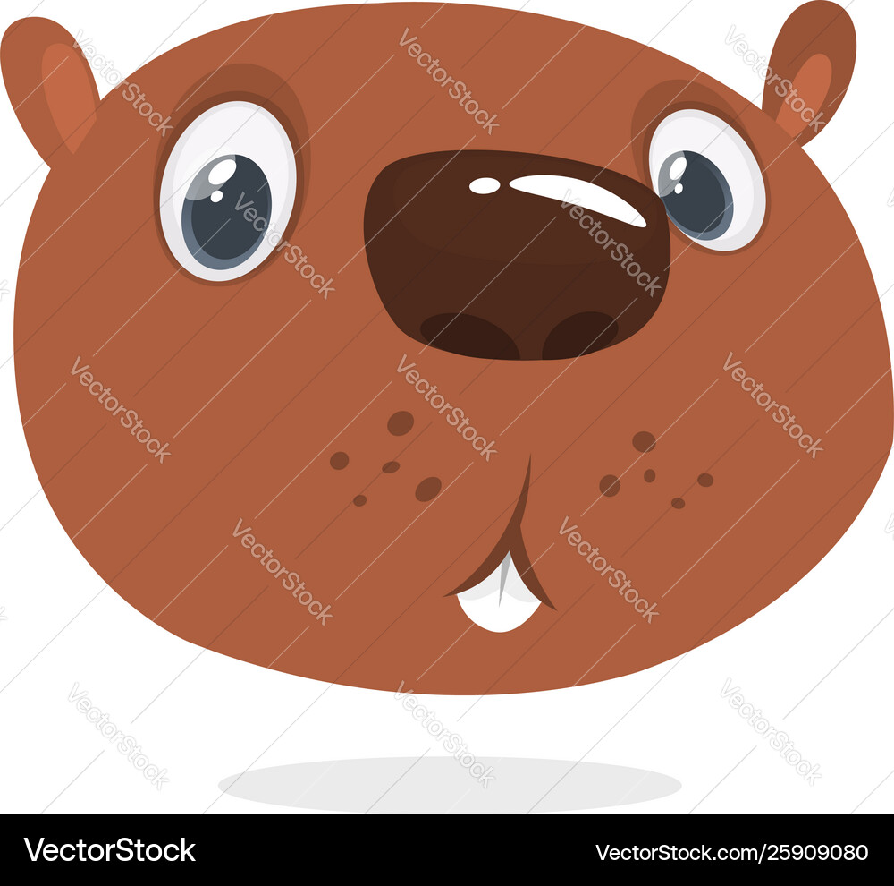 Cute cartoon beaver head icon laughing Royalty Free Vector