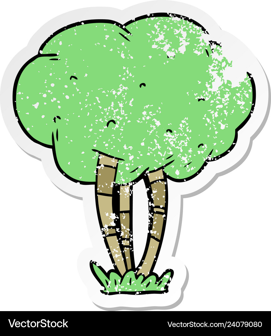 Distressed sticker of a cartoon tree Royalty Free Vector