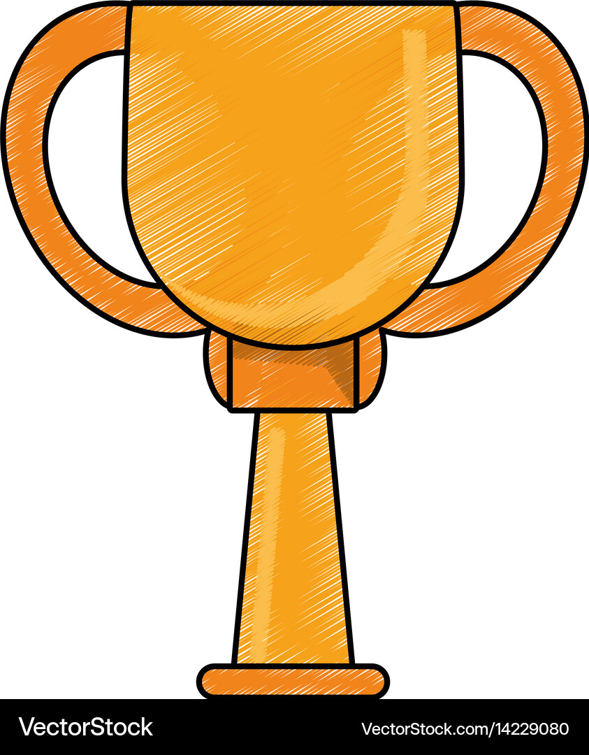 Drawing winner cup trophy prize golden Royalty Free Vector