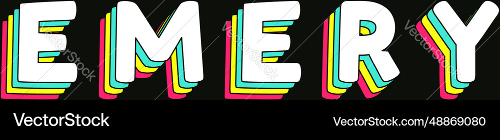 Emery- retro rainbow typography faded style Vector Image