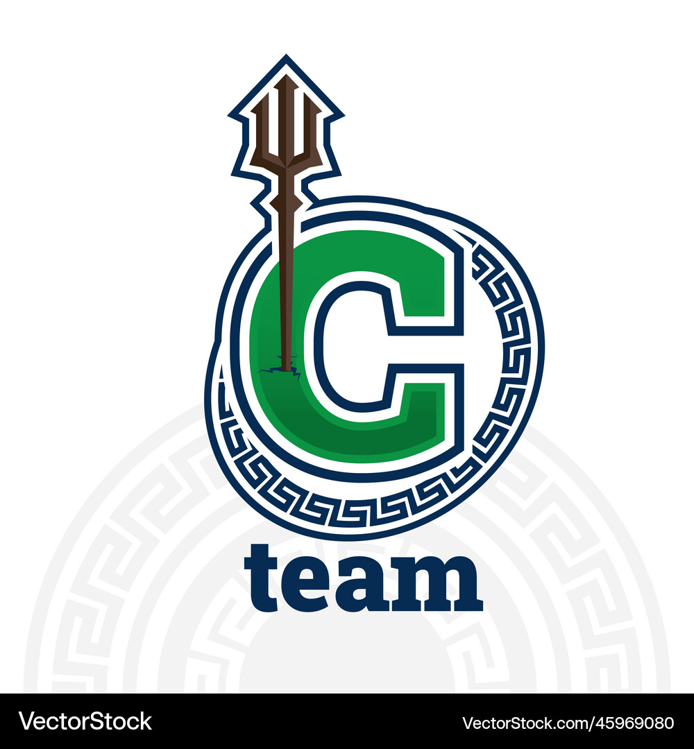 Letter c with trident icon concept trident esport Vector Image