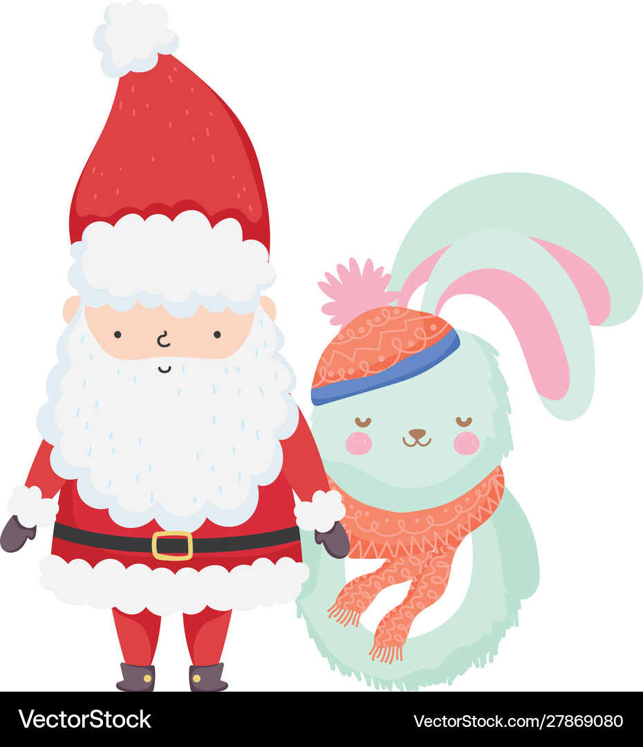 Merry christmas celebration santa and rabbit Vector Image
