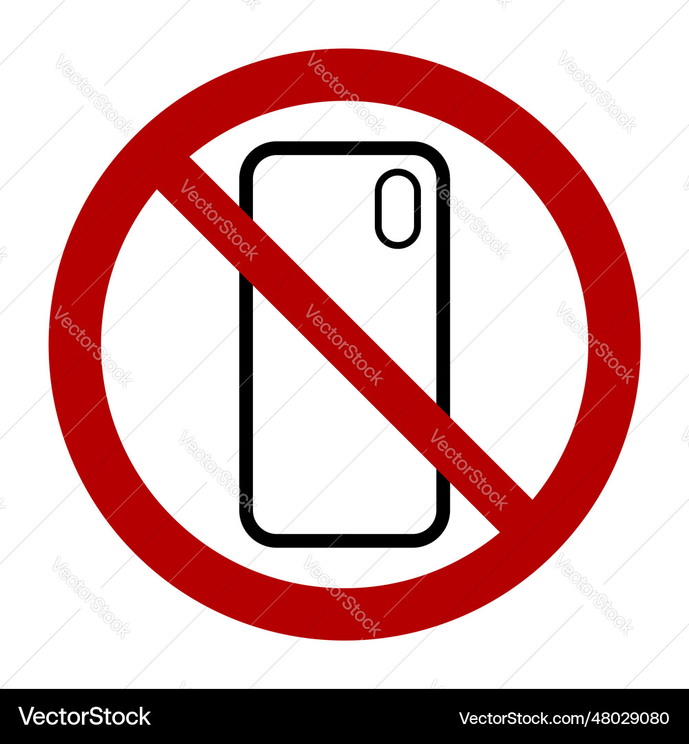 No mobile phone allowed symbol prohibition sign Vector Image