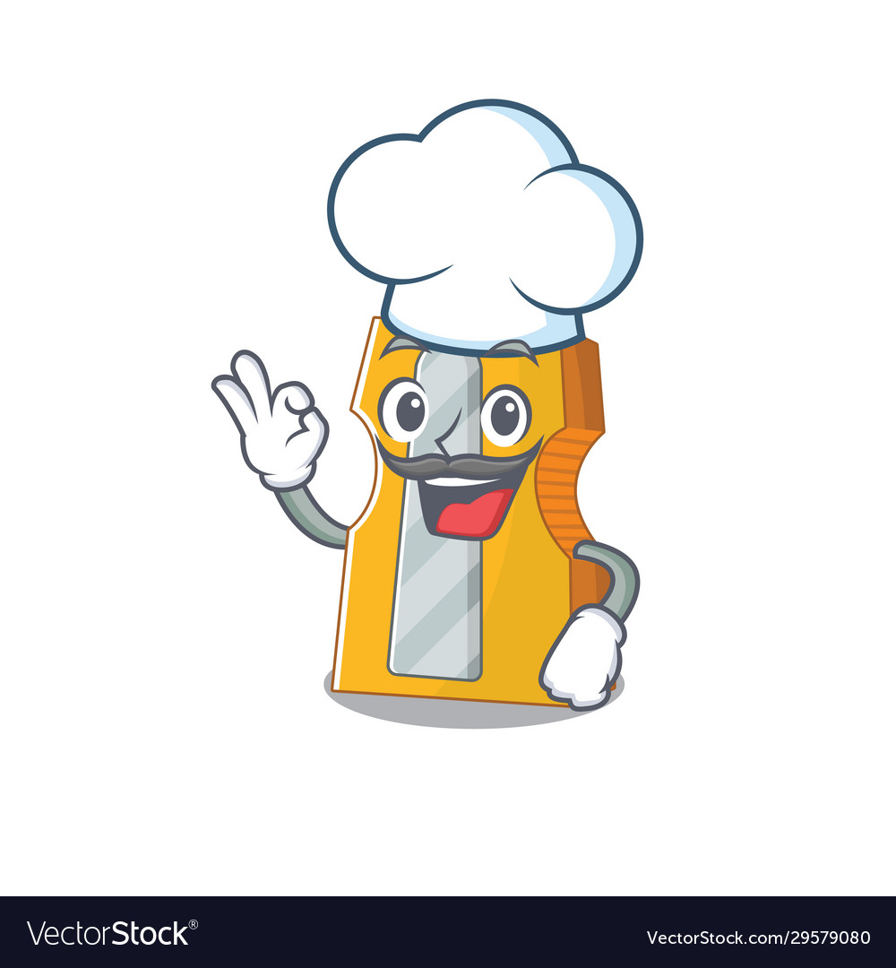 Pencil sharpener cartoon character wearing chef Vector Image Pencil sharpener cartoon character wearing chef Vector Image