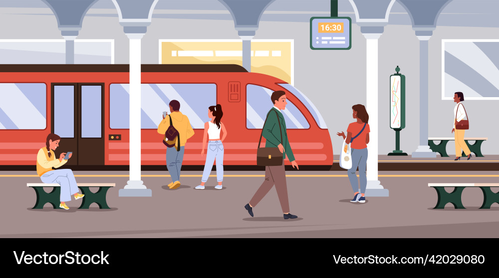 People commuting in subway metro station Vector Image