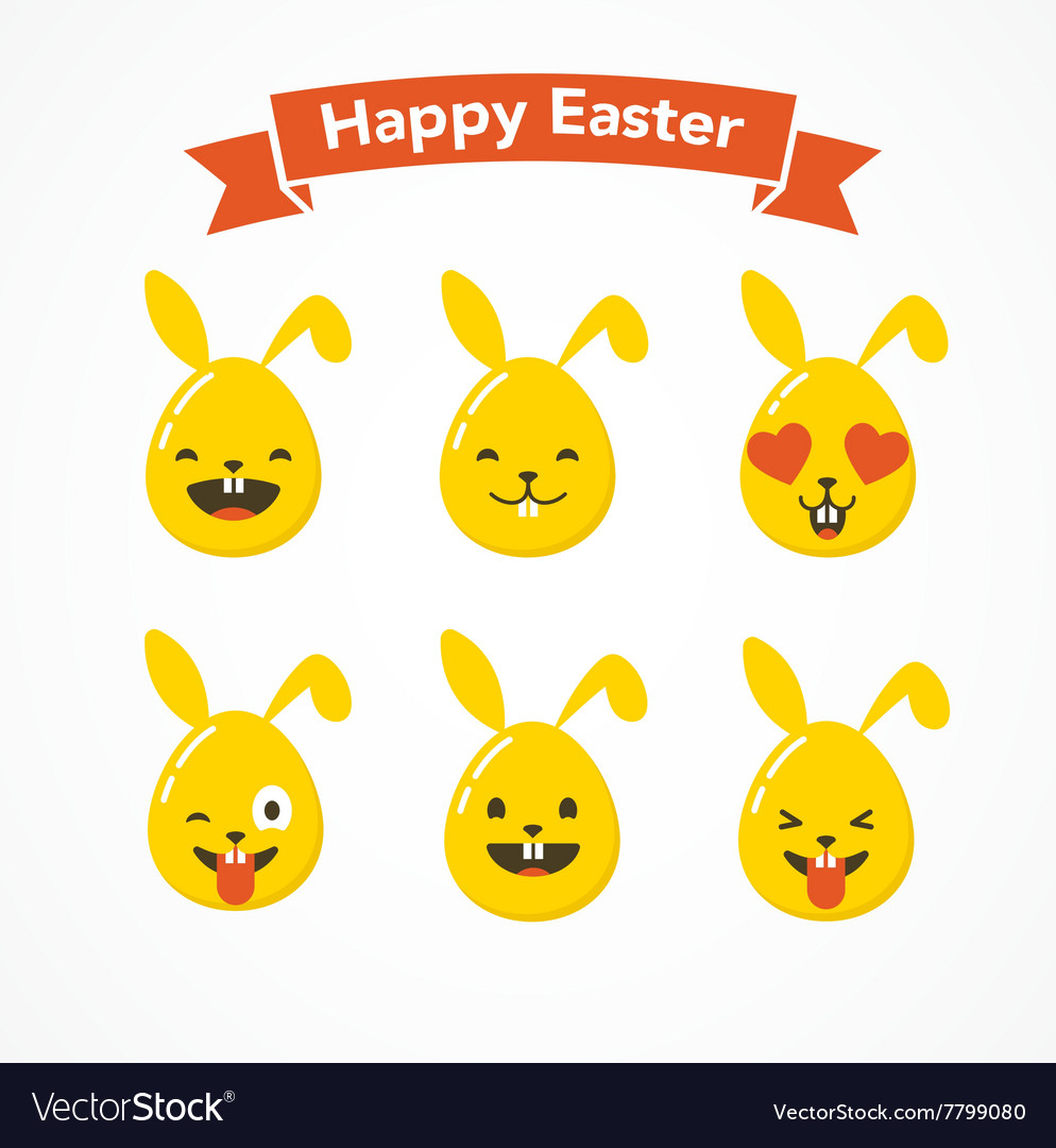 Set of easter eggs emoticons emoji Royalty Free Vector Image