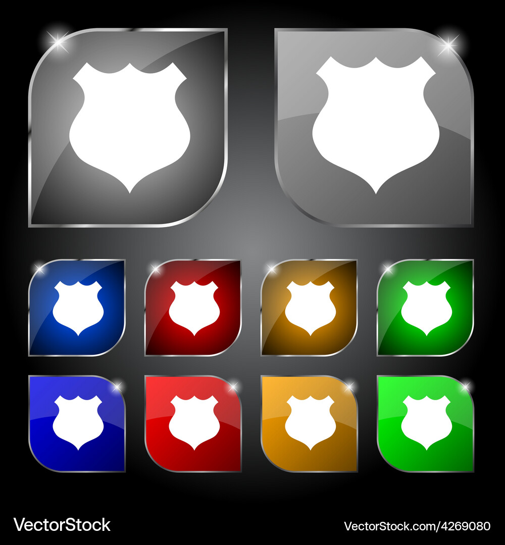 Shield icon sign set ten colorful buttons Vector Image