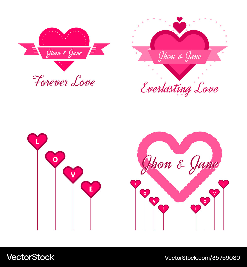 Simple heart love clip art icon set bundle Vector Image