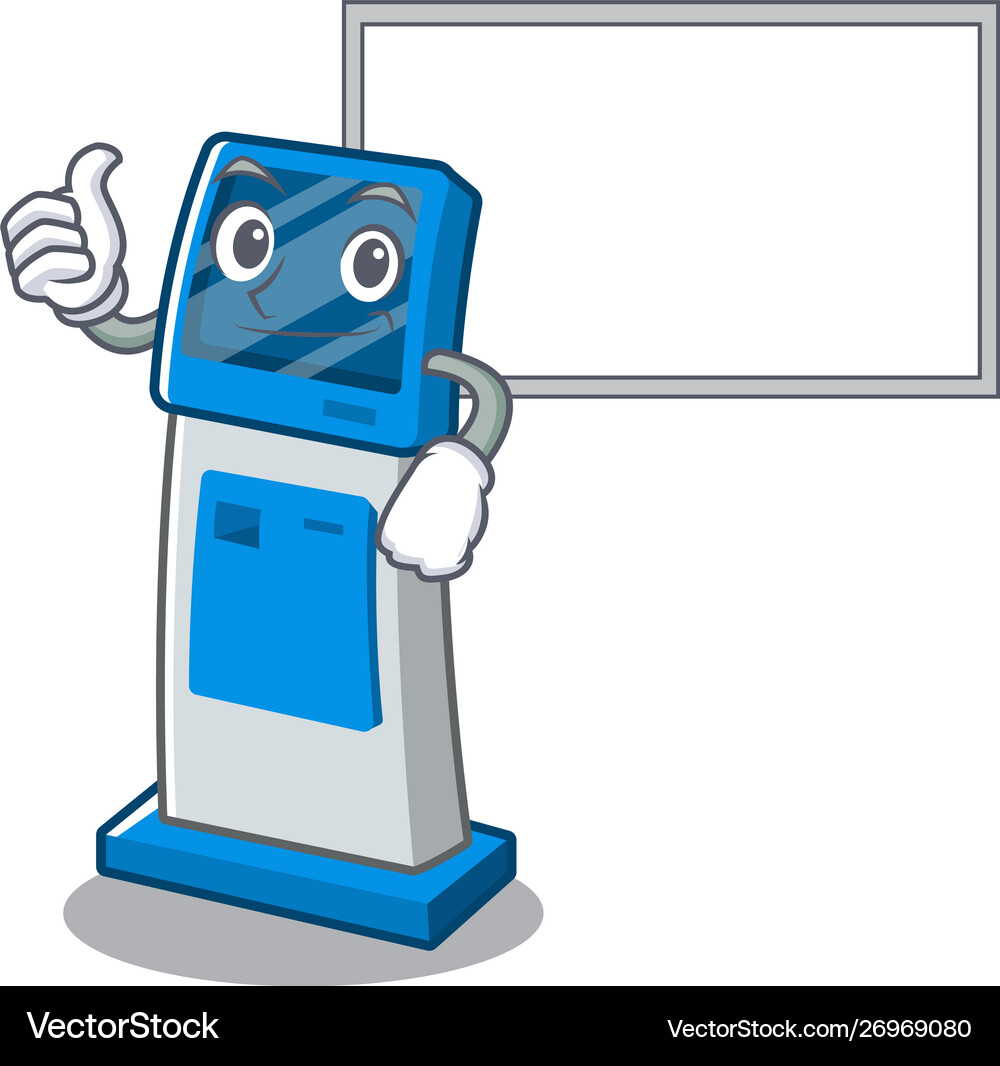 Thumbs up with board digital information cartoon Vector Image