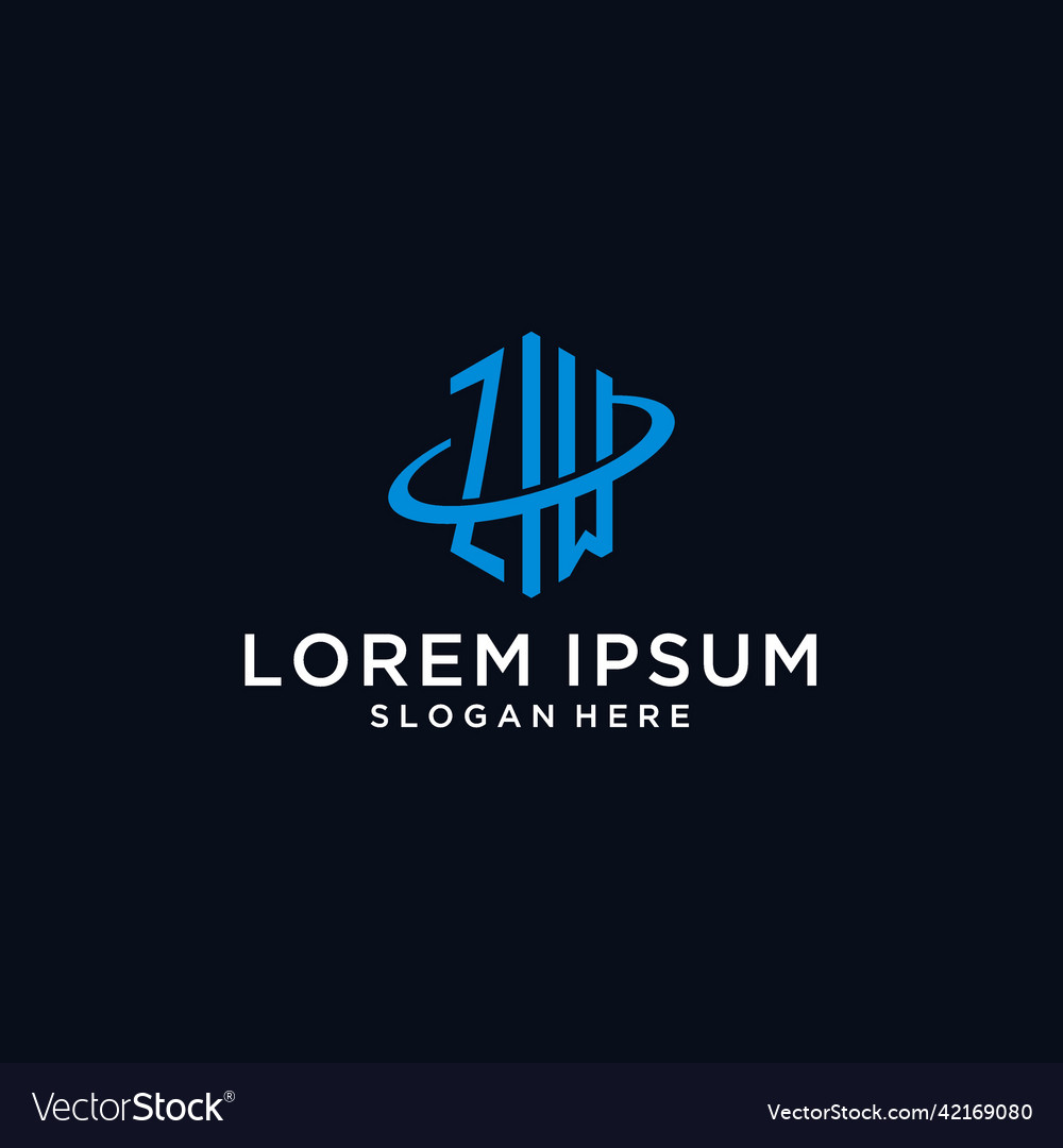 Zm initial monogram logo with hexagonal shape Vector Image