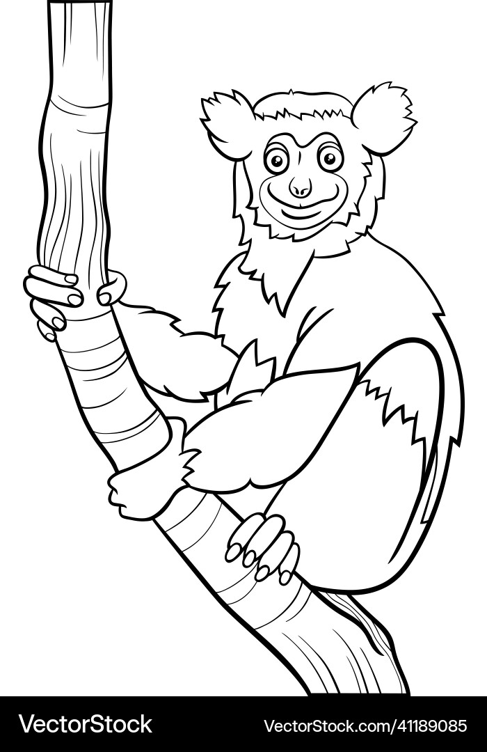 Cartoon indri comic animal character Royalty Free Vector