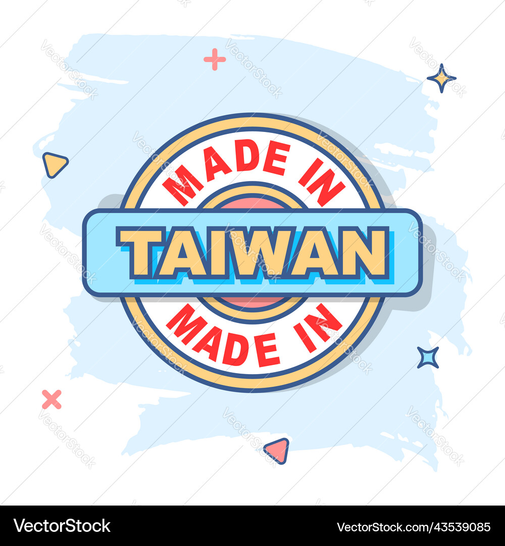 Cartoon made in taiwan icon comic style Royalty Free Vector