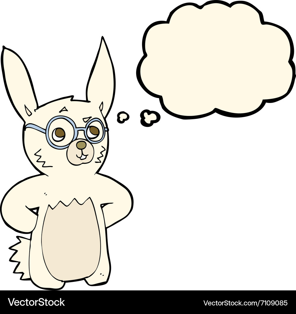 Cartoon rabbit wearing spectacles with thought Vector Image