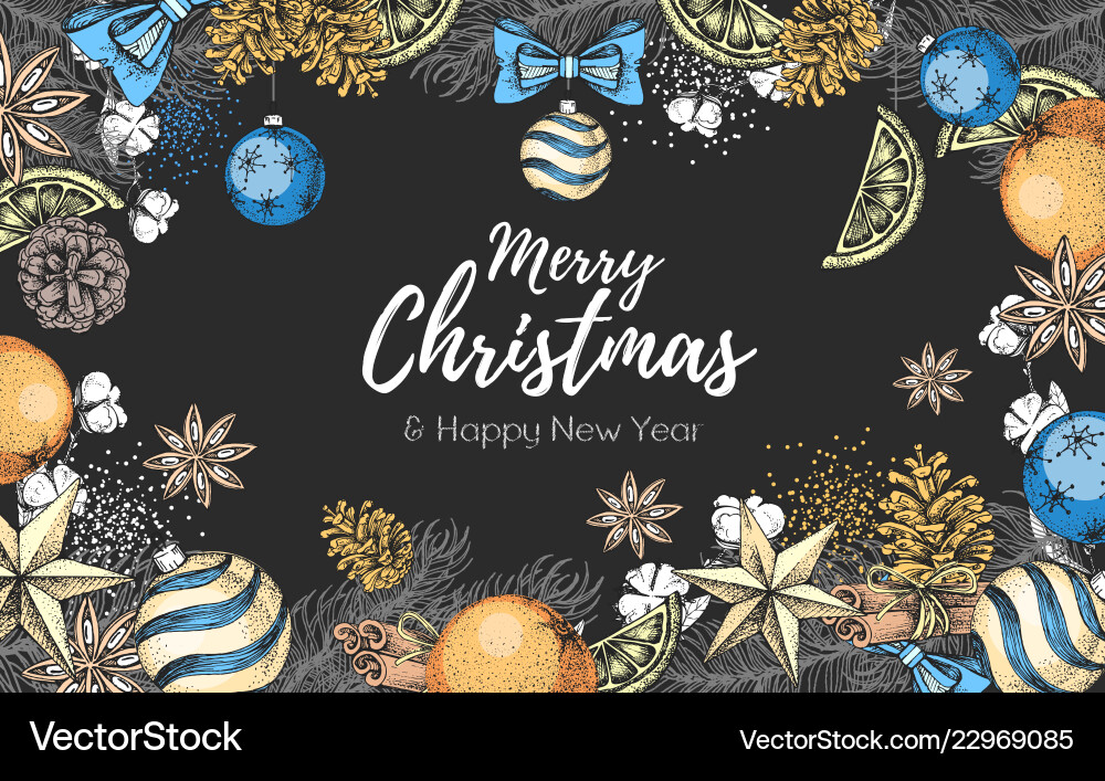 Christmas holiday hand drawing poster Royalty Free Vector
