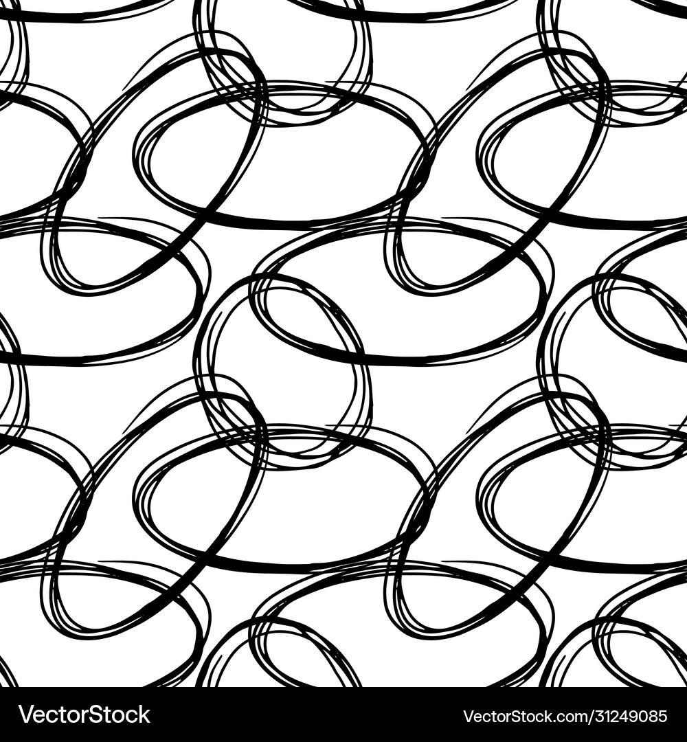 Circles seamless pattern hand drawn doodle black Vector Image