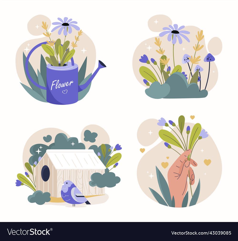Creative spring labels set Royalty Free Vector Image