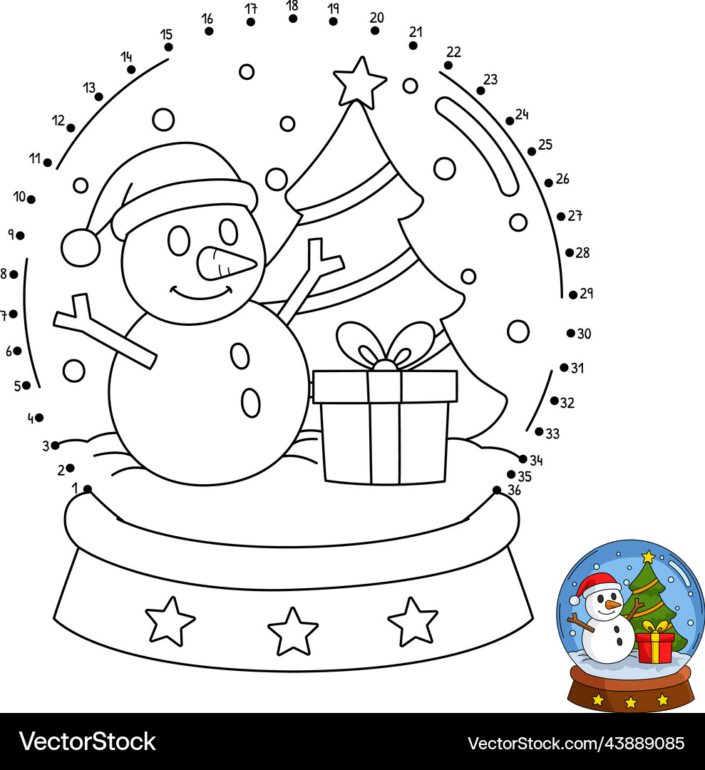 Dot to christmas snow globe isolated coloring Vector Image