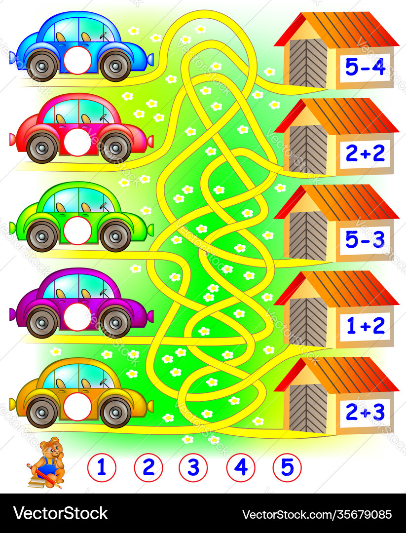 Exercises for children need to find garage Vector Image