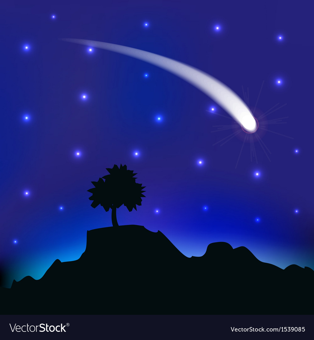 Flying comet in night sky Royalty Free Vector Image