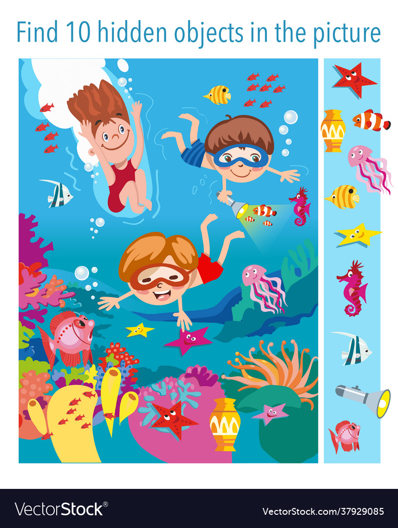 Game for children find 10 objects in picture Vector Image