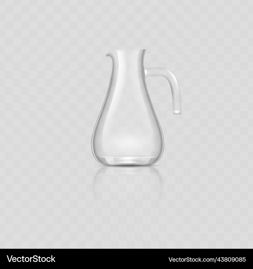 Glass jug carafe realistic transparent pitcher Vector Image