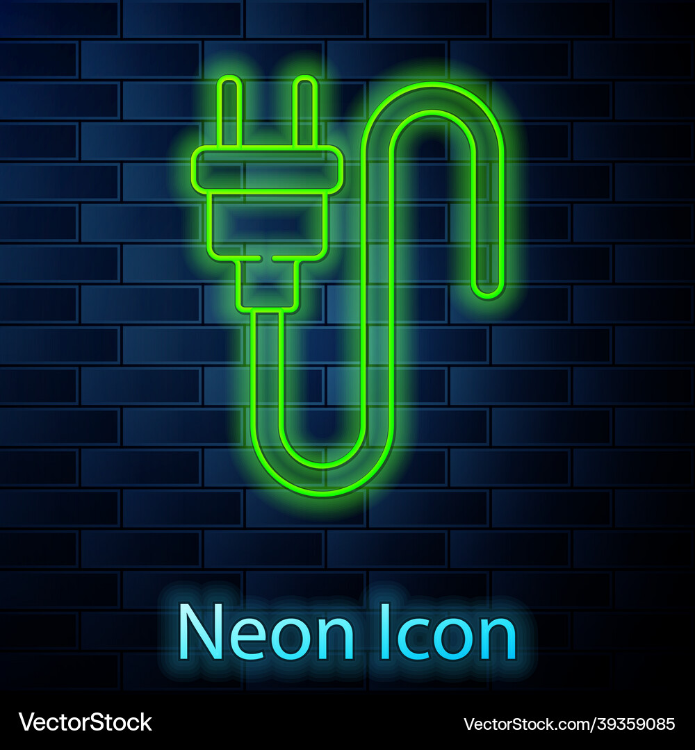 Glowing neon line electric plug icon isolated Vector Image