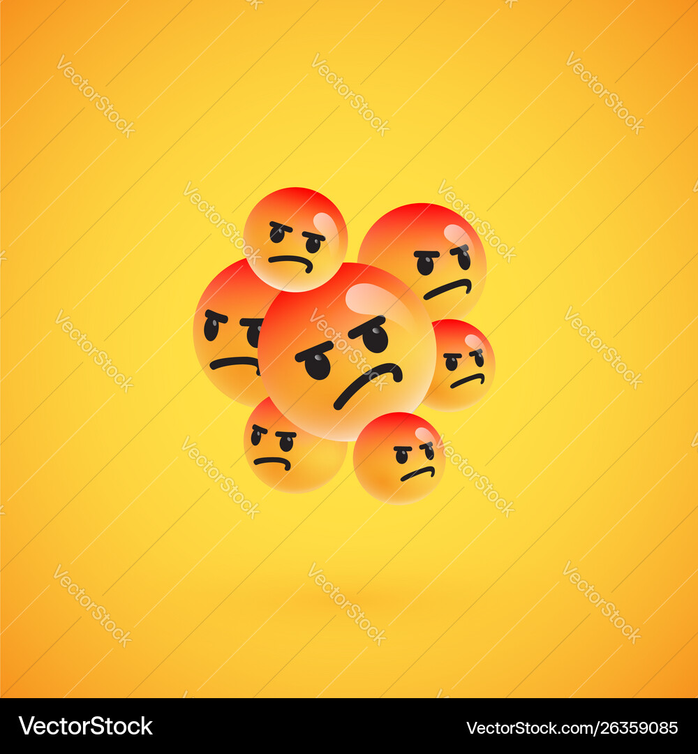 Group high detailed yellow emoticons Royalty Free Vector