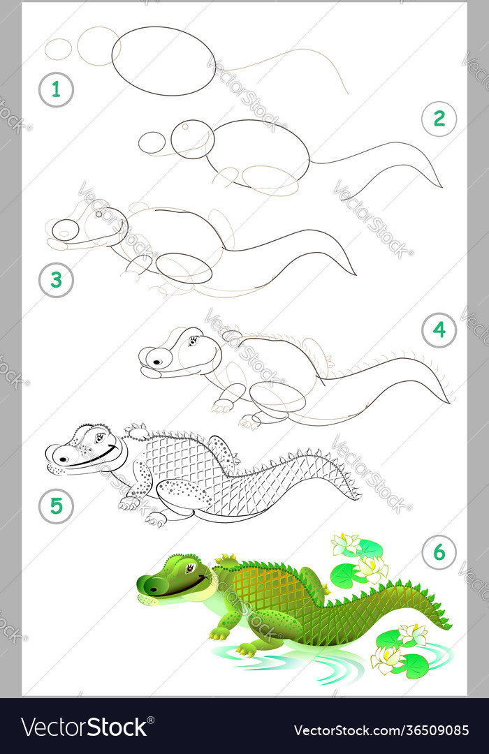Page shows how to learn step step to draw Vector Image