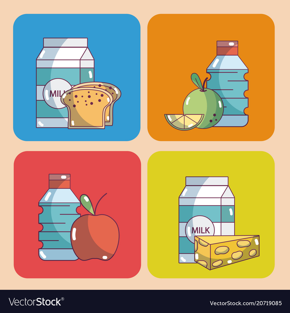 Set food collection Royalty Free Vector Image - VectorStock