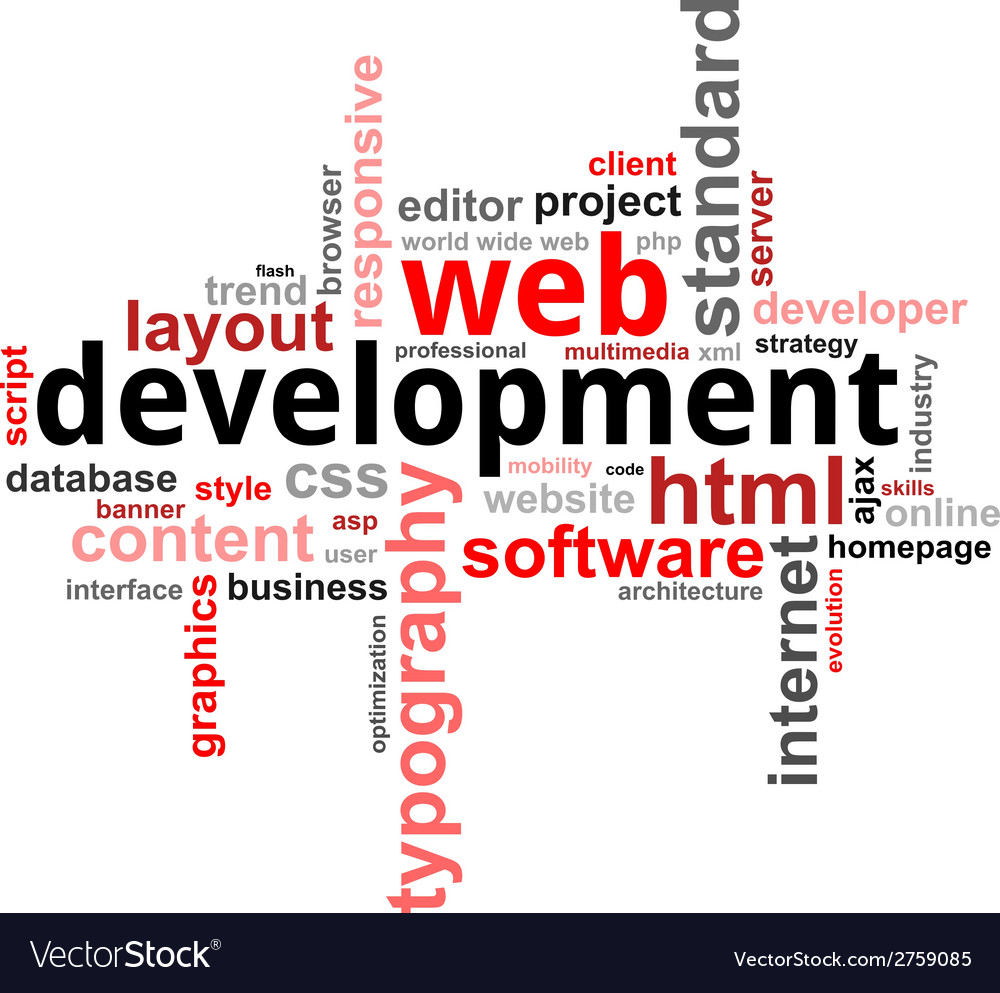 Word cloud web development Royalty Free Vector Image